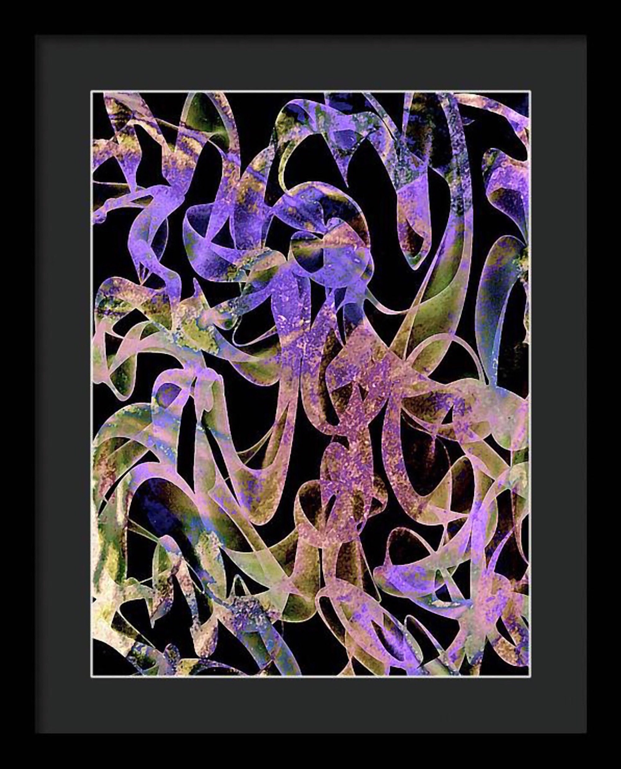Ethereal Abstract Ribbon Framed Colorful Giclée Wall Art Print in Ombré ...