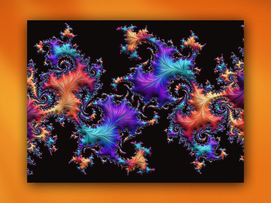 Fractal Fall Leaves Metal or Unframed Colorful Contemporary Abstract ...