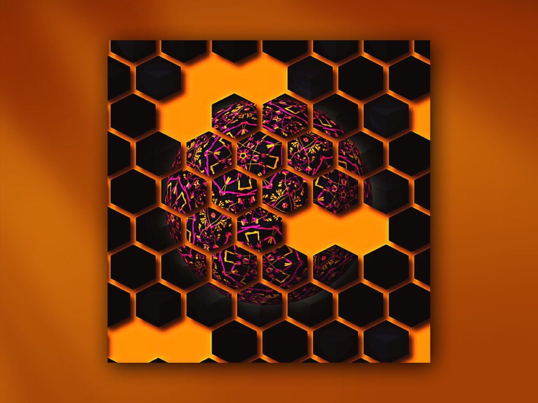 Geometric Bee Hive Mounted Metal or Unframed Square Contemporary 3-D ...