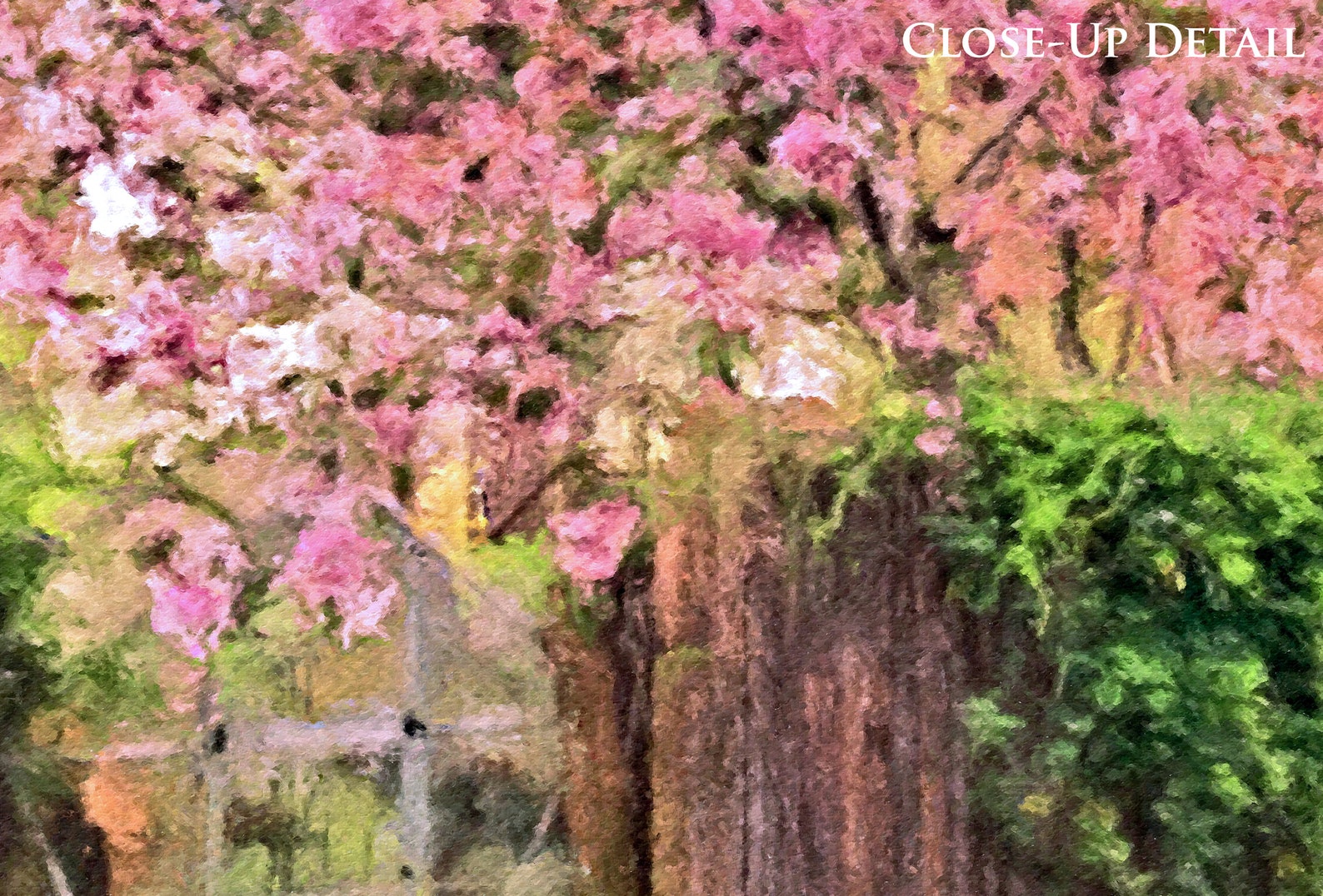 Flowering Cherry Tree and Greenhouse Framed Garden Landscape | Etsy