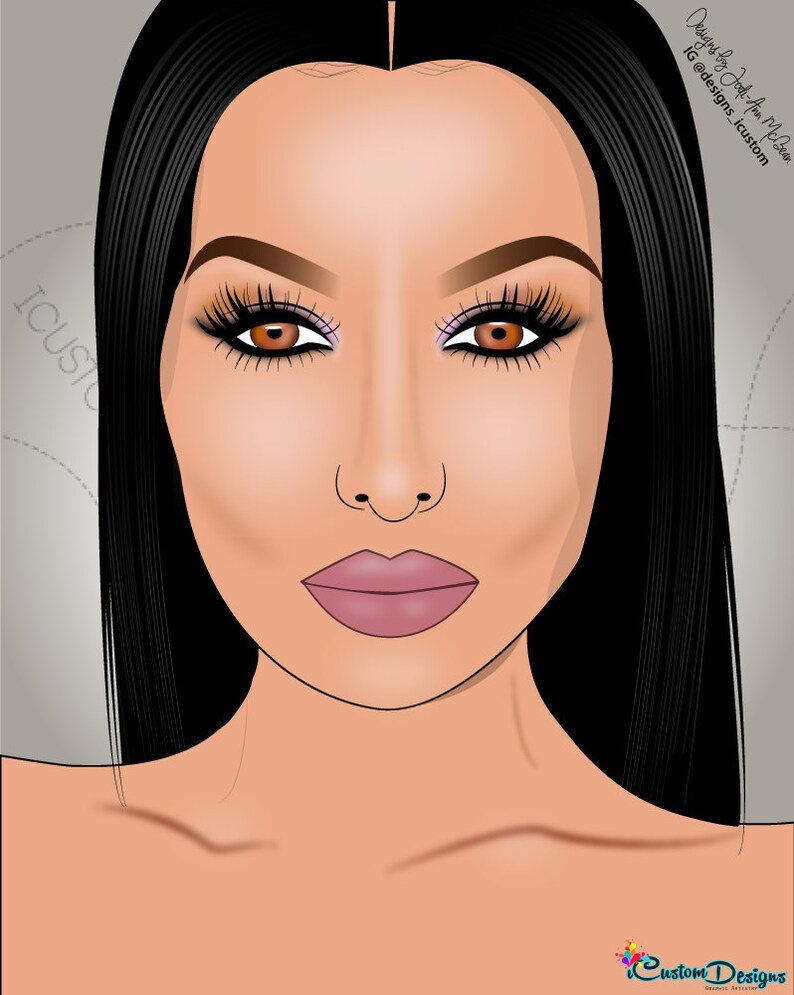 Vector Portrait Face & Neck Illustration | Etsy