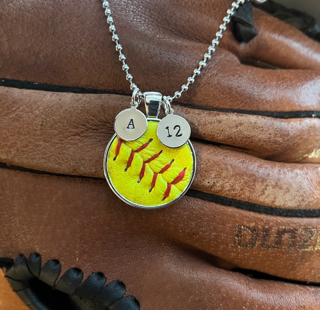 Softball Necklace, Made From Real Softballs, Can Personalize, REGULAR ...