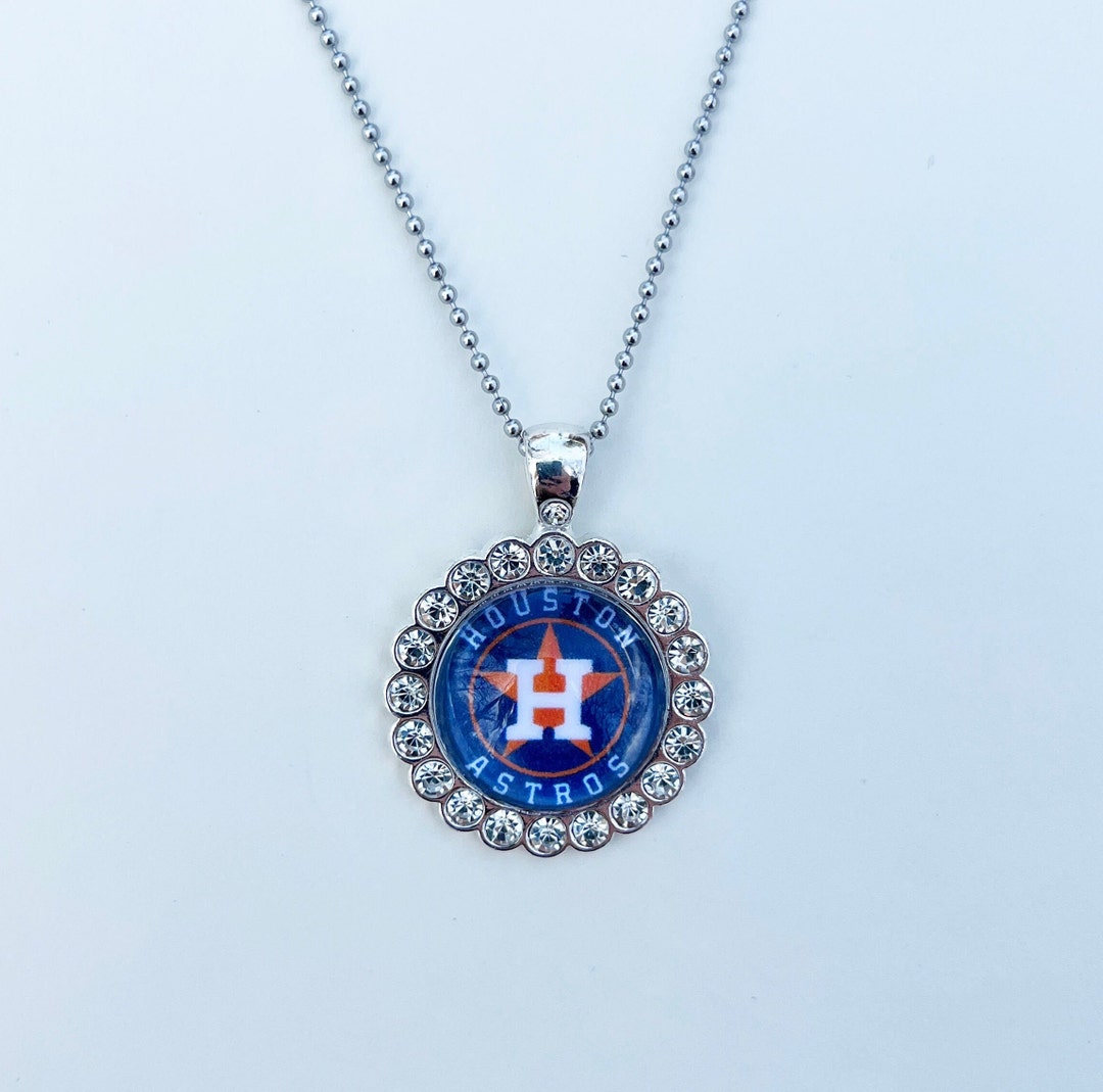 Houston Astros Pendant Necklace, Baseball Bling With Rhinestones - Etsy