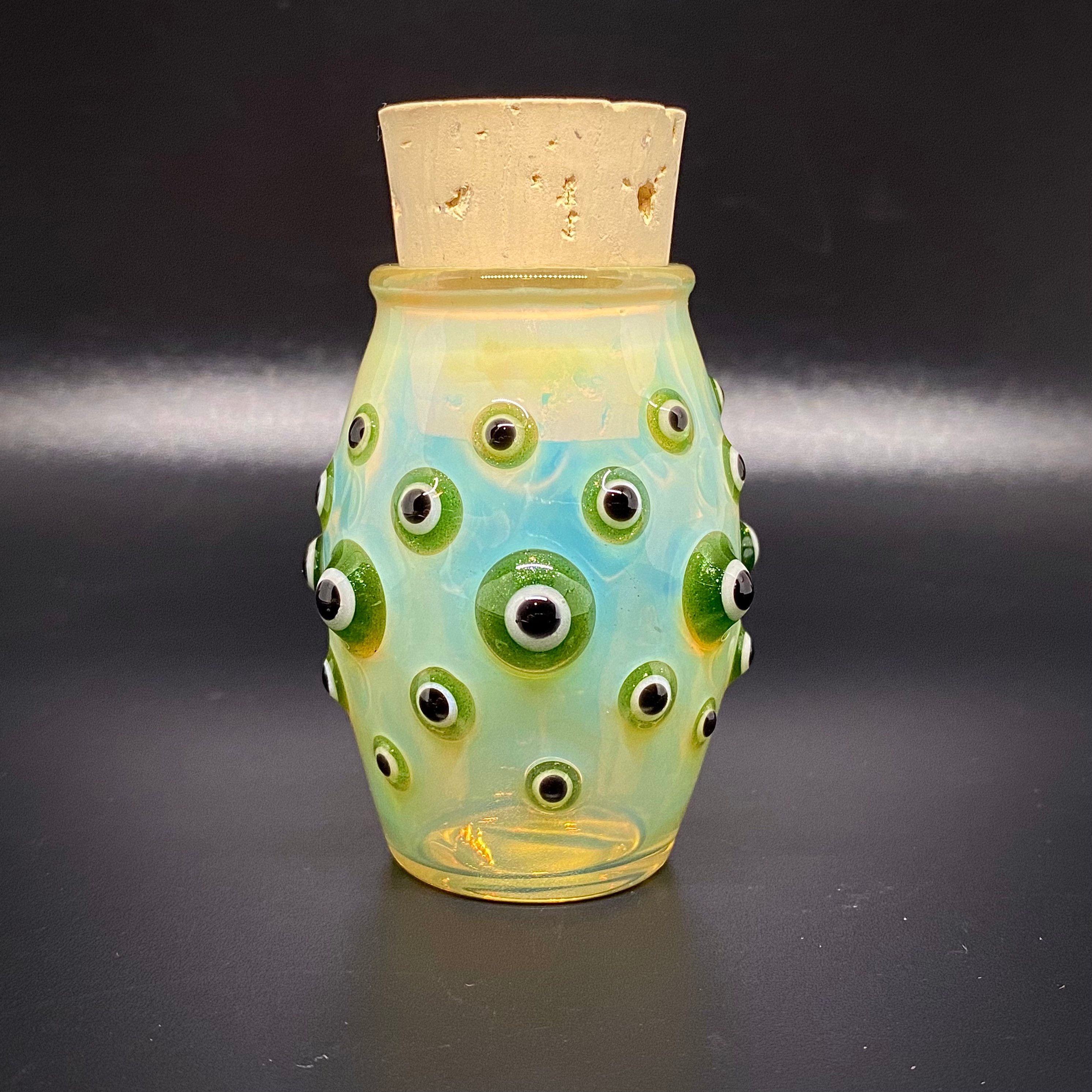Evil Eye Glass Jar Green Glass Jar With Cork Stash Jar - Etsy