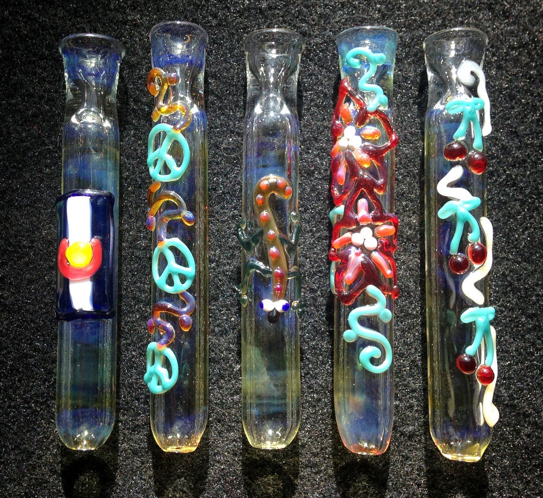 Glass Chillum, Color Changing Decorated Glass Pipe, Glass One Hitter ...