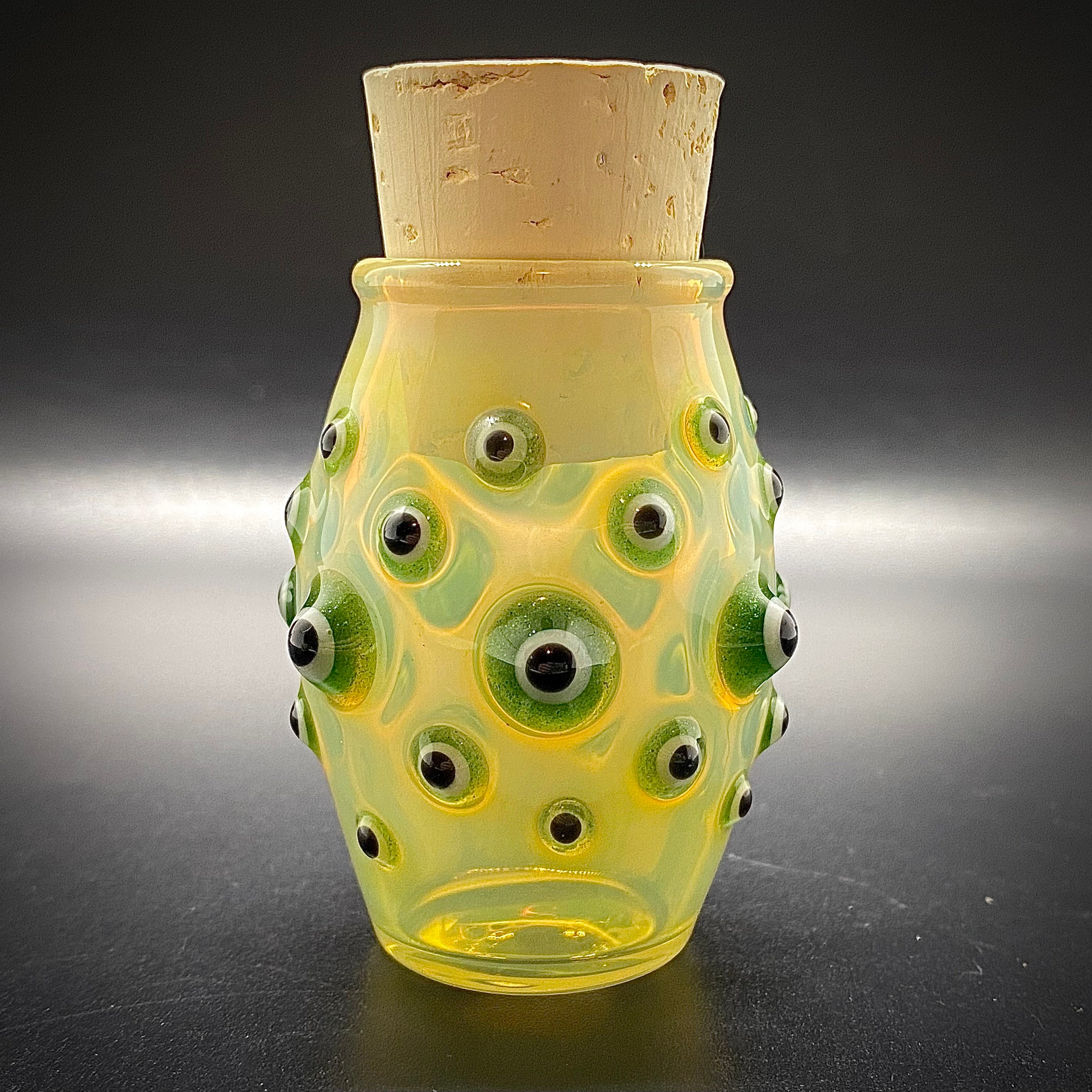 Evil Eye Glass Jar Green Glass Jar With Cork Stash Jar - Etsy