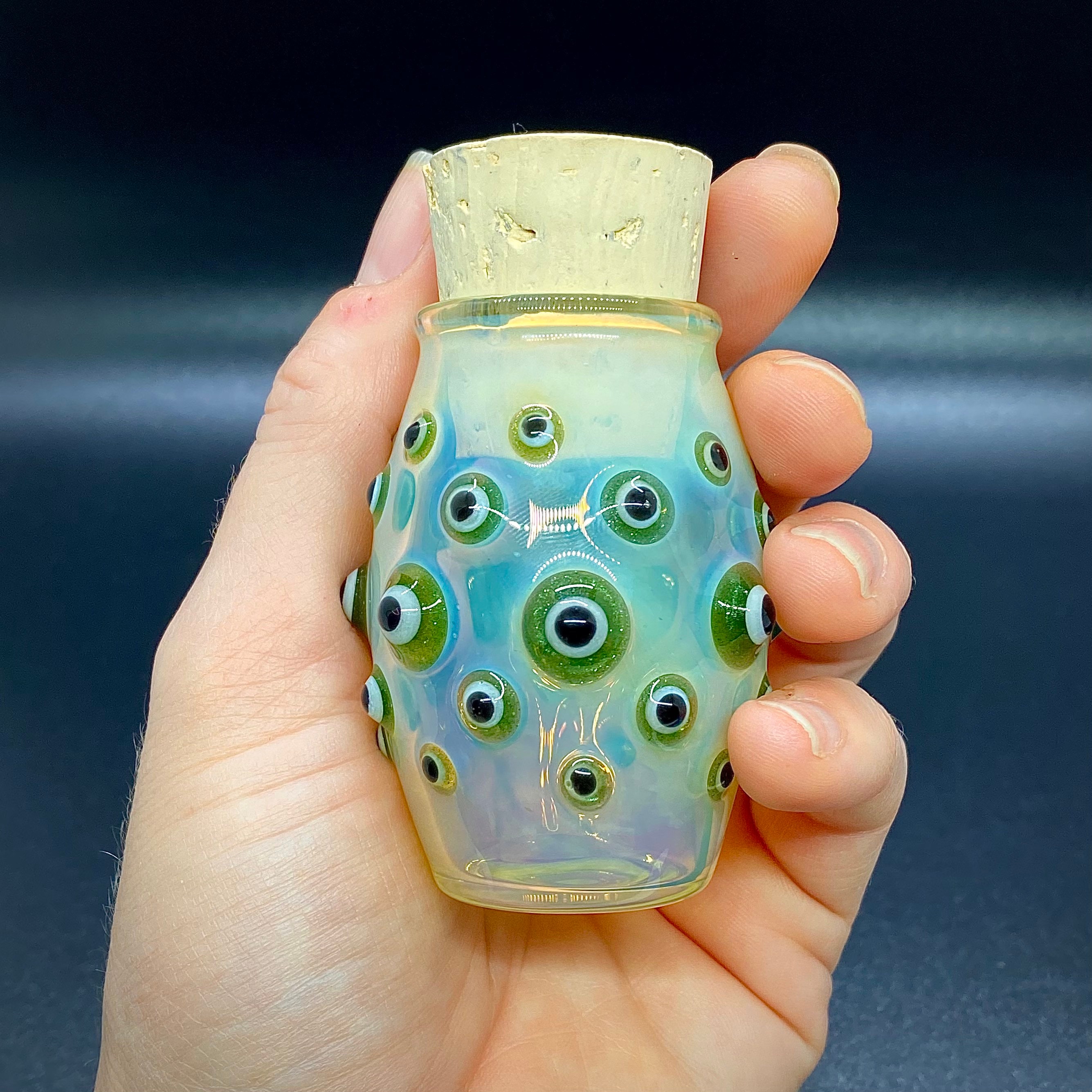 Evil Eye Glass Jar Green Glass Jar With Cork Stash Jar - Etsy