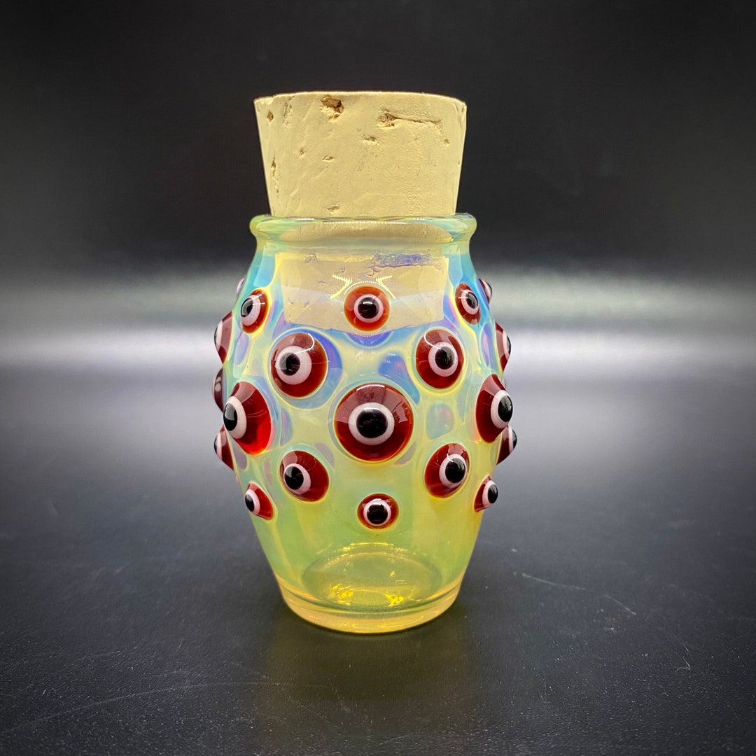 Evil Eye Glass Stash Jar: Hand Blown Hobnail Corked Jar - Etsy