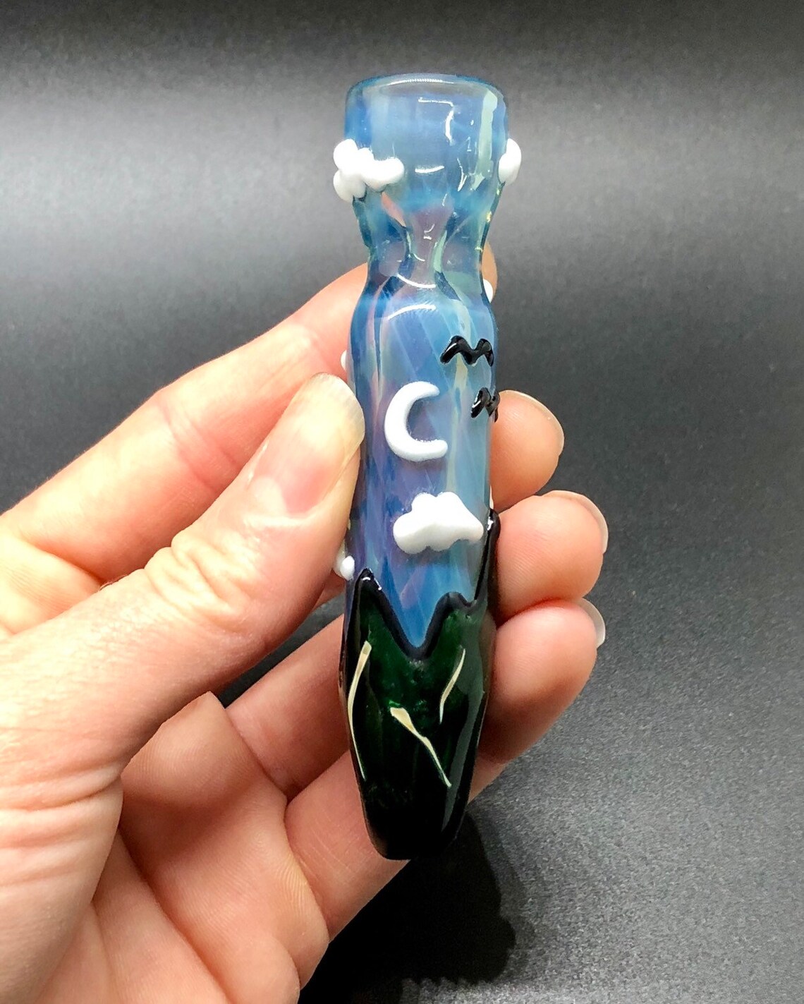 Mountain Glass Chillum Heady Glass Pipe Blue Sky Glass | Etsy