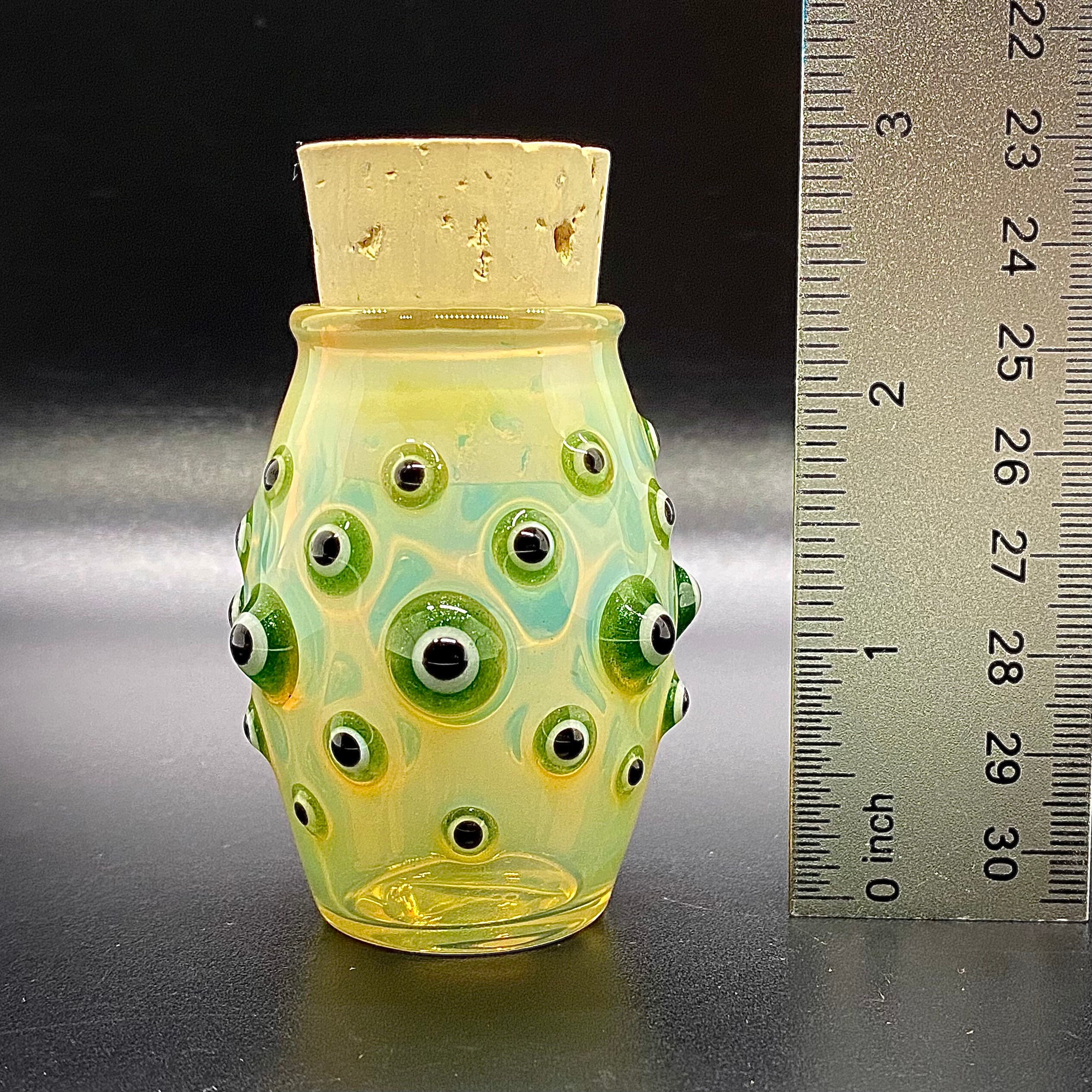 Evil Eye Glass Jar Green Glass Jar With Cork Stash Jar - Etsy