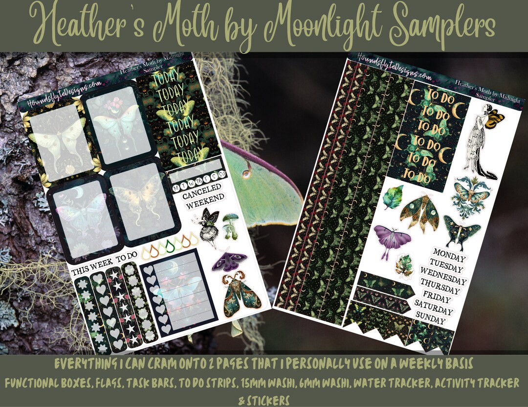 Planner Stickers - Heather's Moth by Moonlight Sampler - Etsy