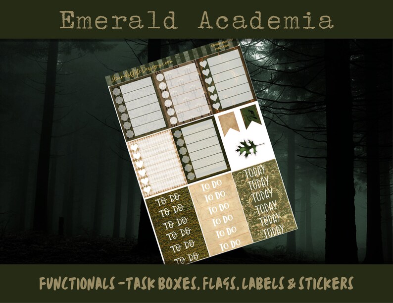 Planner Stickers - Emerald Academia - Etsy