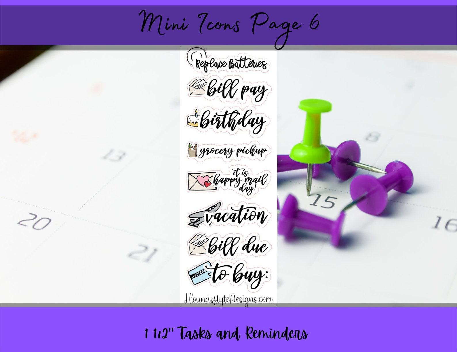 Planner Stickers Mini Sheets of Icons and Task Reminders - Etsy