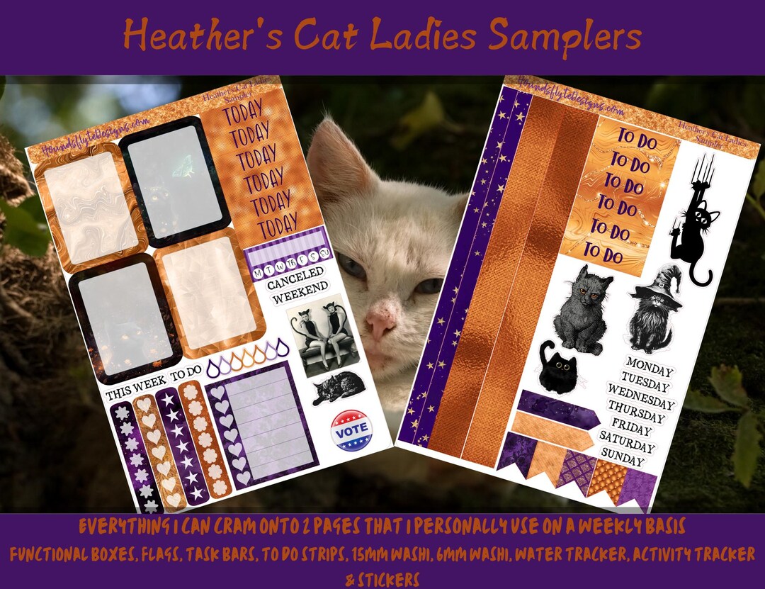 Planner Stickers - Heather's Cat Ladies Sampler - Etsy