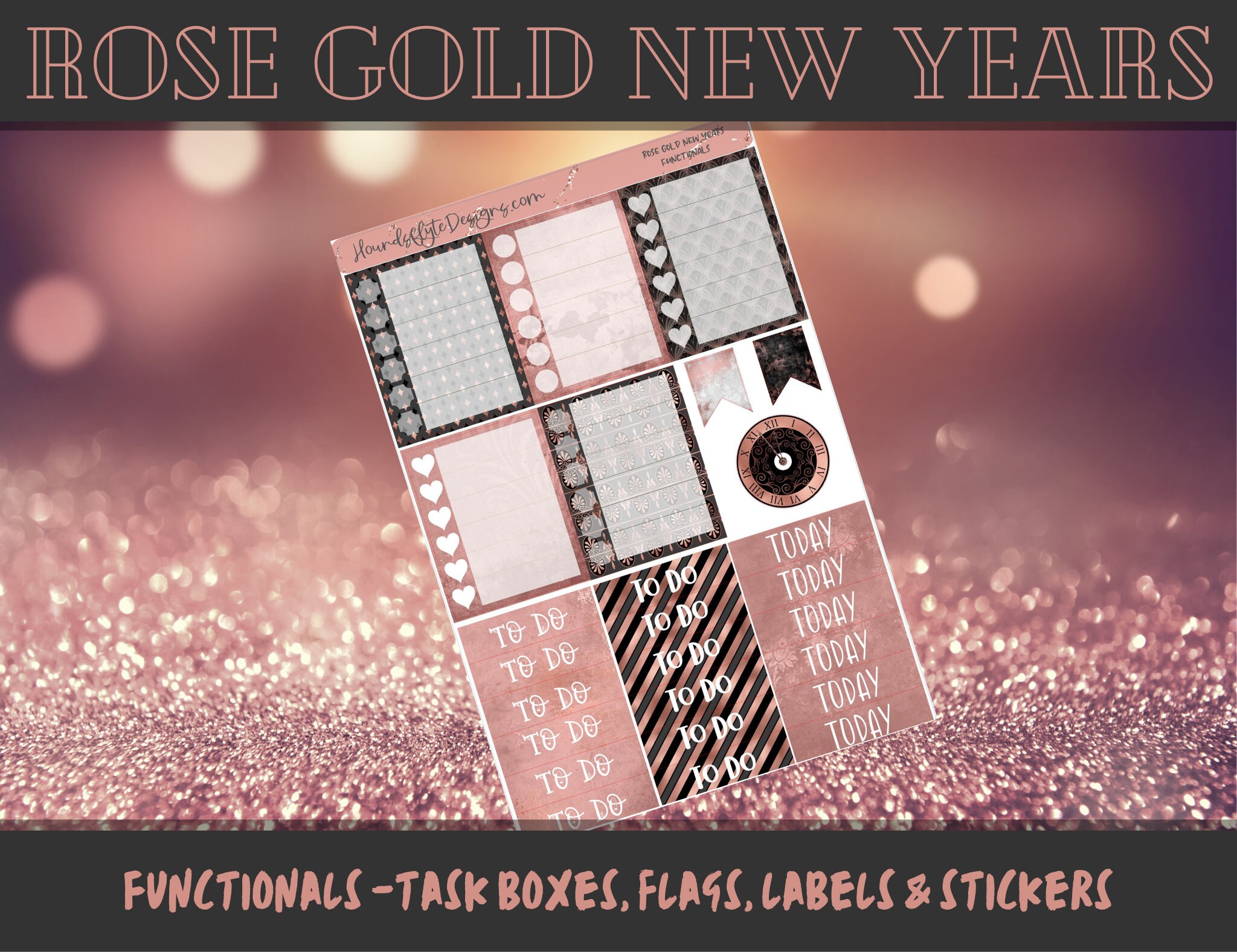 Planner Stickers - Rose Gold New Years - Etsy