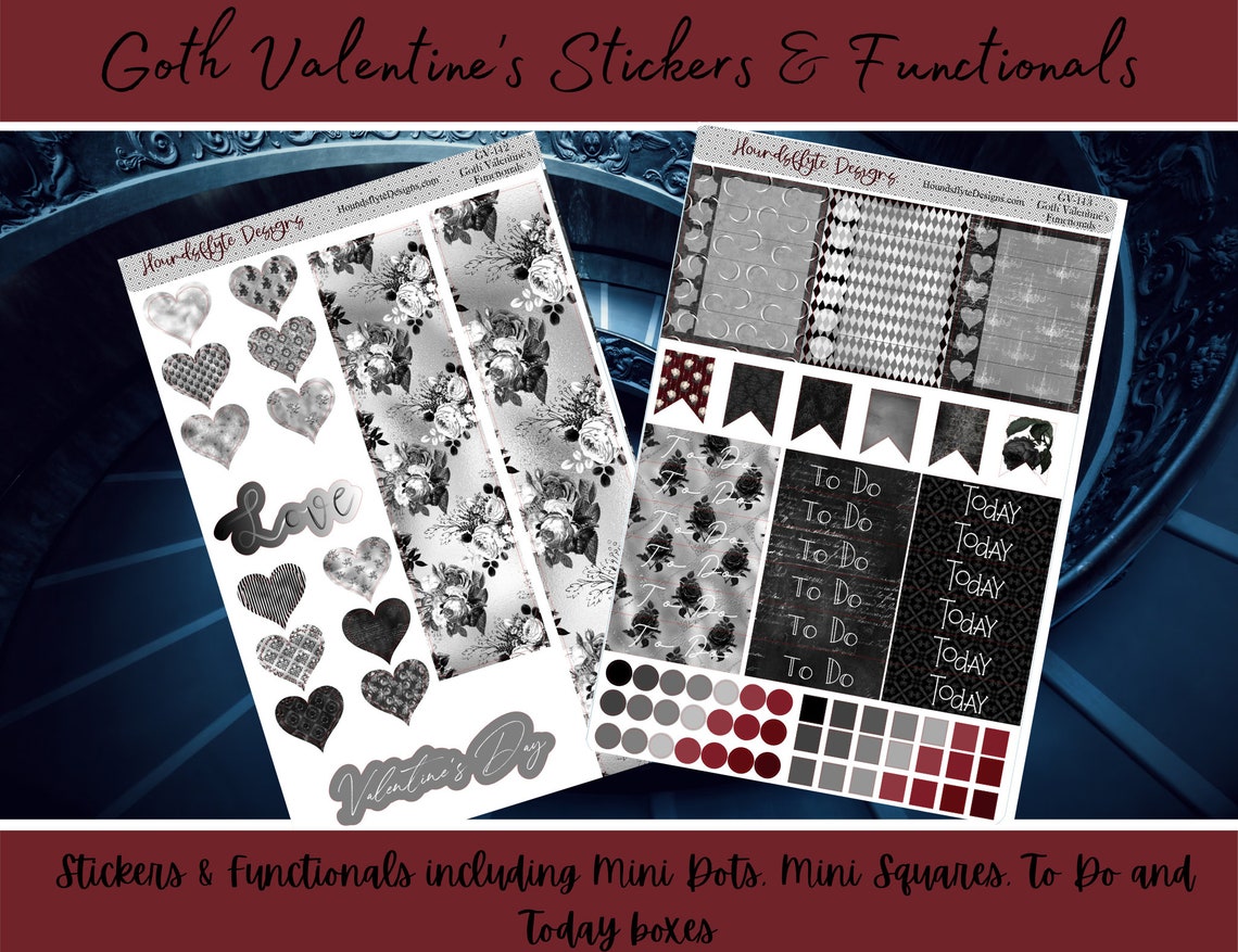Planner Stickers - Goth Valentine's - Etsy
