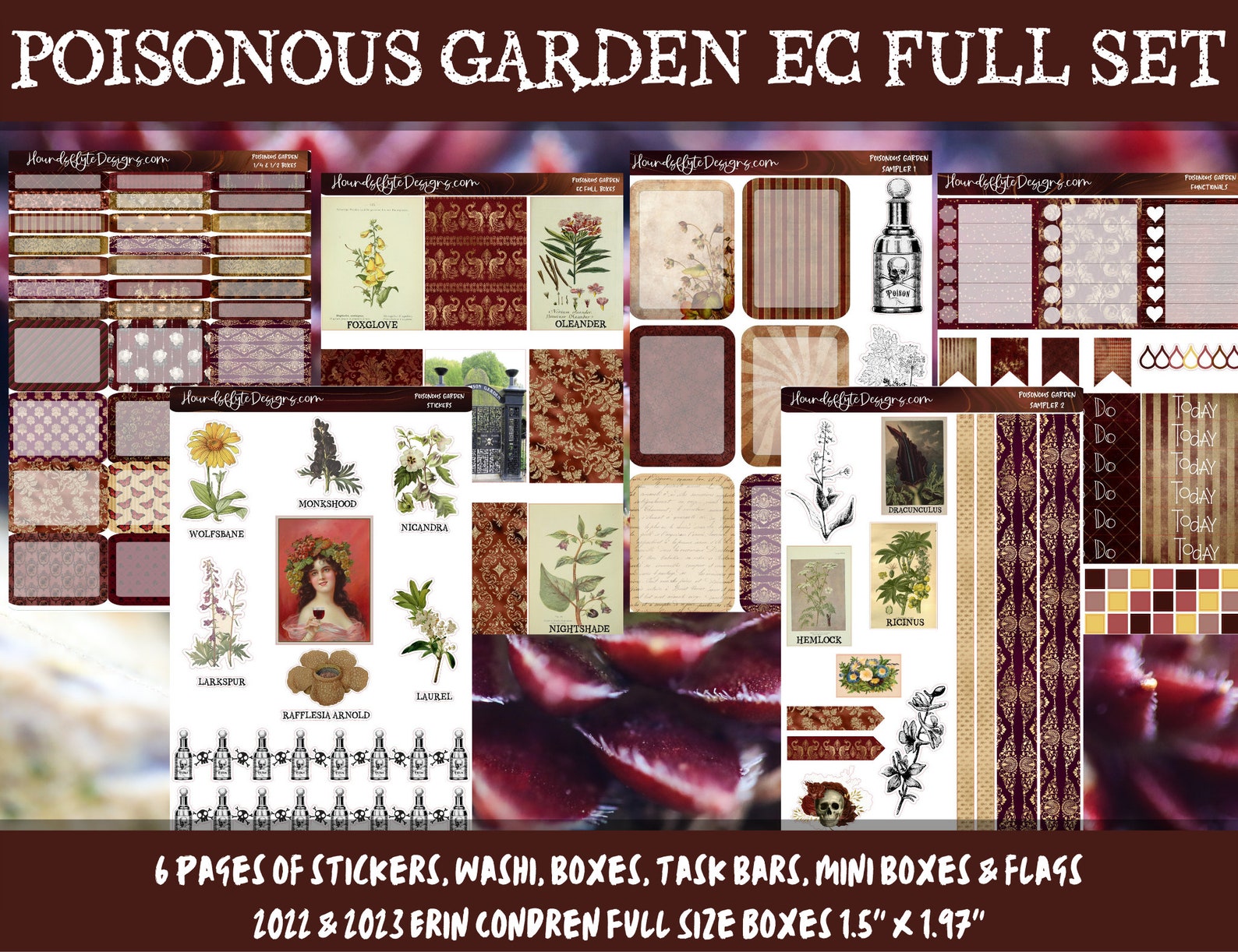 Planner Stickers Poisonous Garden | Etsy