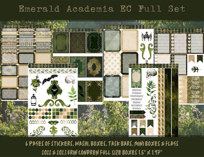 Planner Stickers - Emerald Academia - Etsy