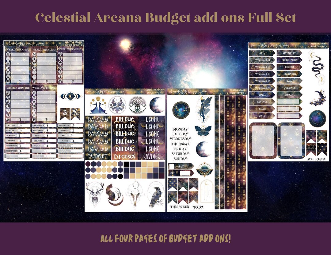 Planner Stickers - Celestial Arcana Budget Add Ons - Etsy