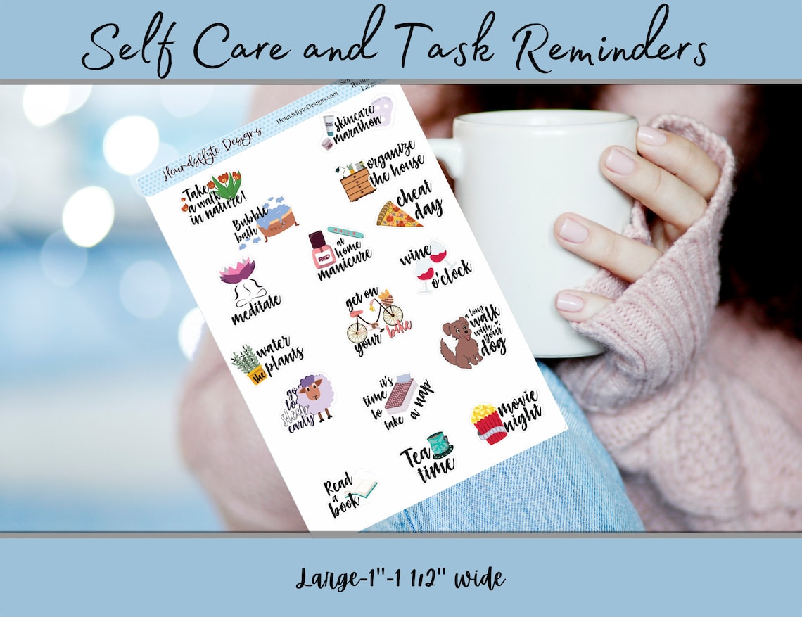Planner Stickers Self Care & Task Reminders | Etsy