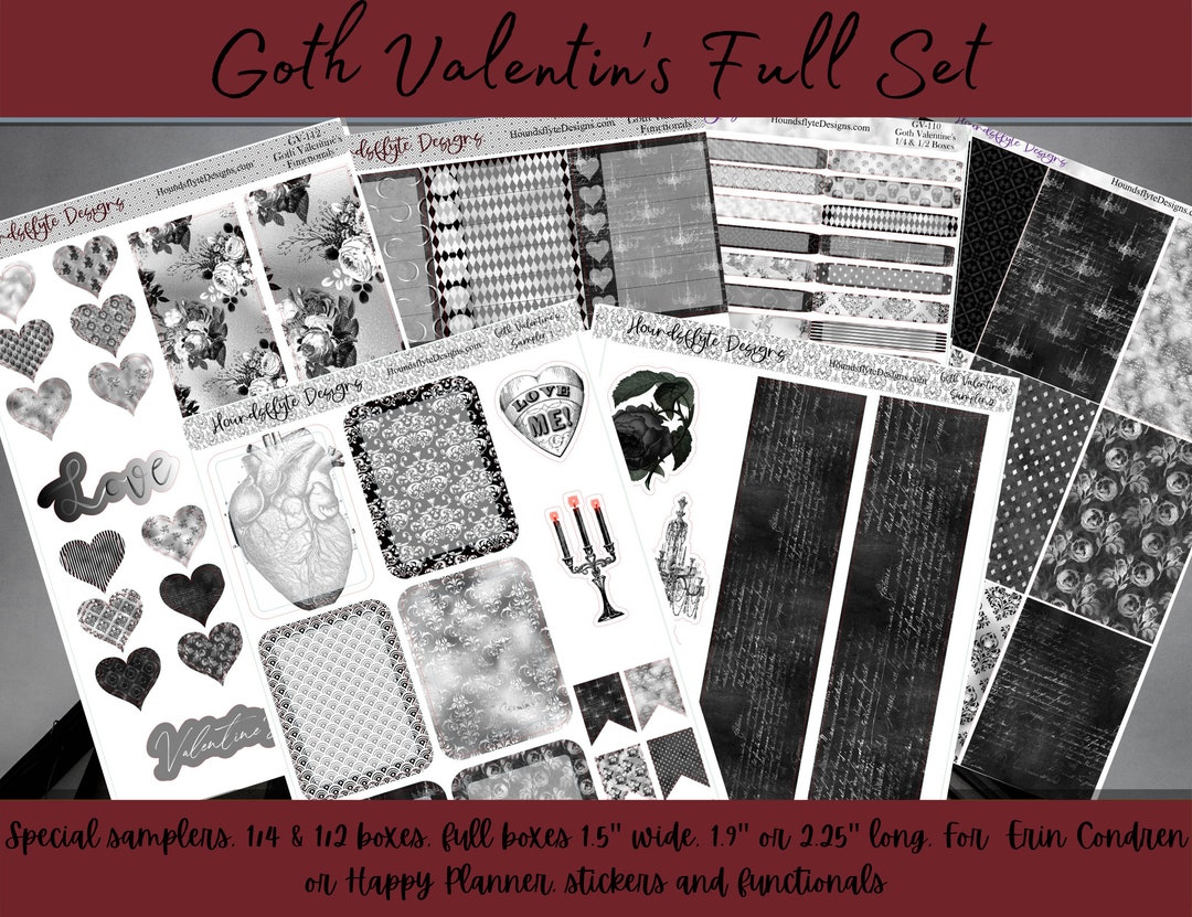 Planner Stickers - Goth Valentine's - Etsy