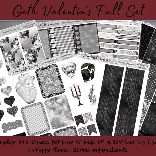 Planner Stickers Black & White Goth - Etsy