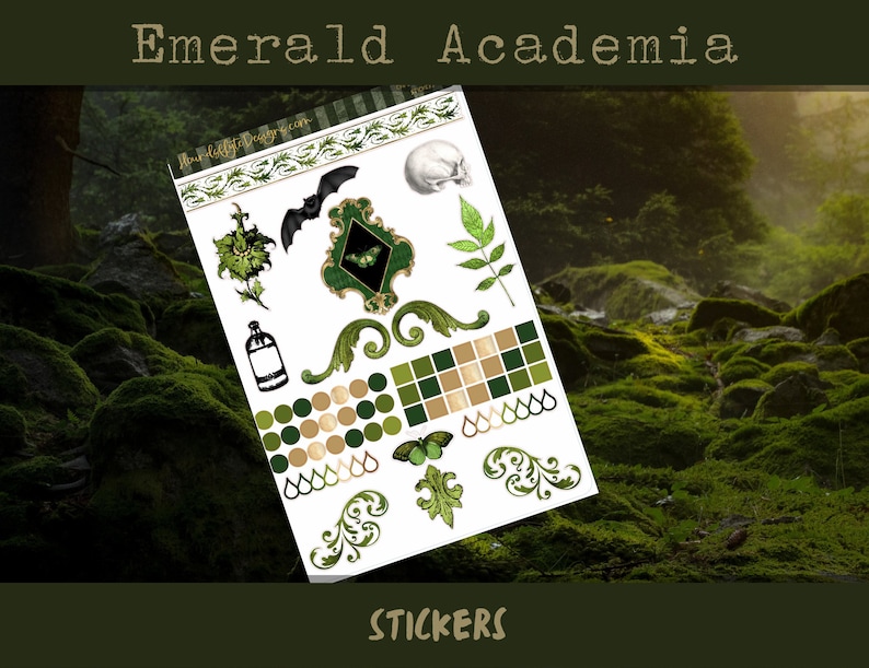 Planner Stickers - Emerald Academia - Etsy