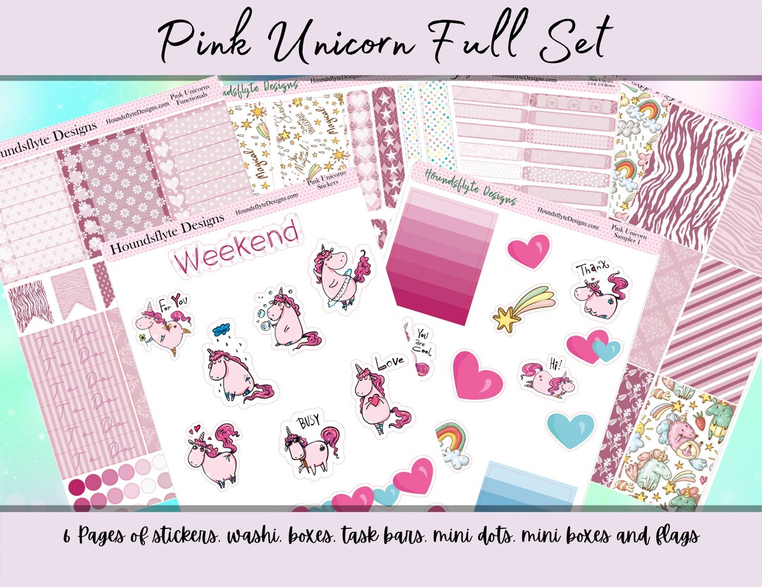 Planner Stickers - Pink Unicorn - Etsy