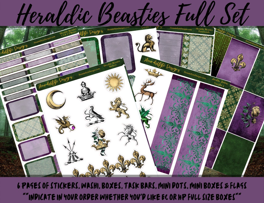 Planner Stickers - Heraldic Beasties - Etsy