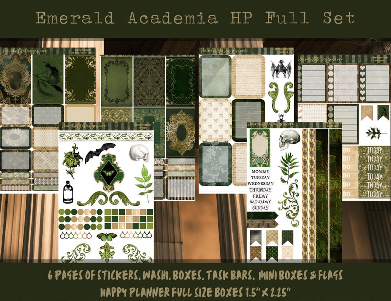 Planner Stickers - Emerald Academia - Etsy