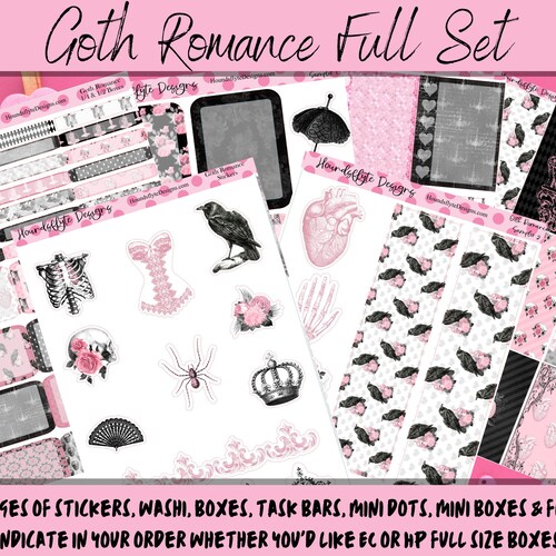 Planner Stickers Black & White Goth - Etsy