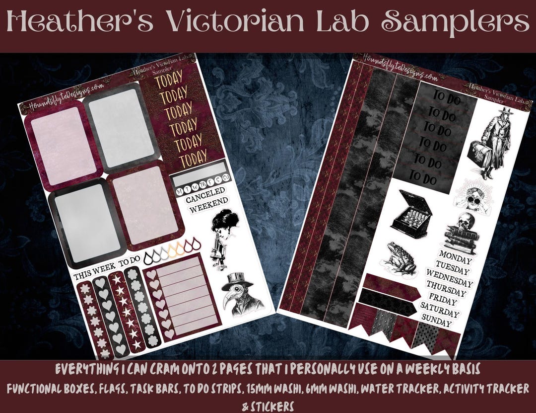 Planner Stickers - Heather's Victorian Lab Sampler - Etsy