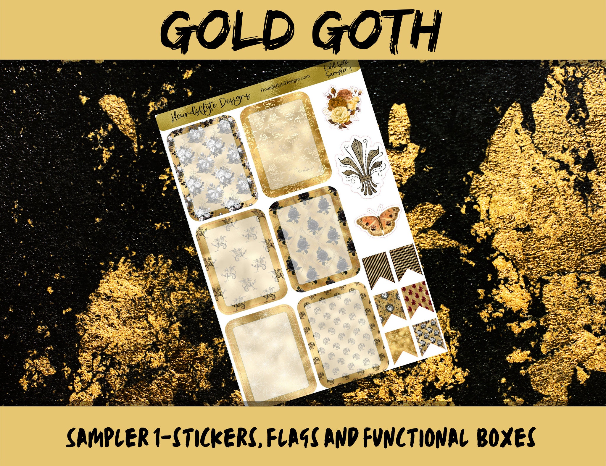 Planner Stickers Gold Goth | Etsy