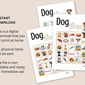 Dog Bingo, 30 Unique Bingo Cards Dog Theme, Dogs Bingo Game, Puppy ...