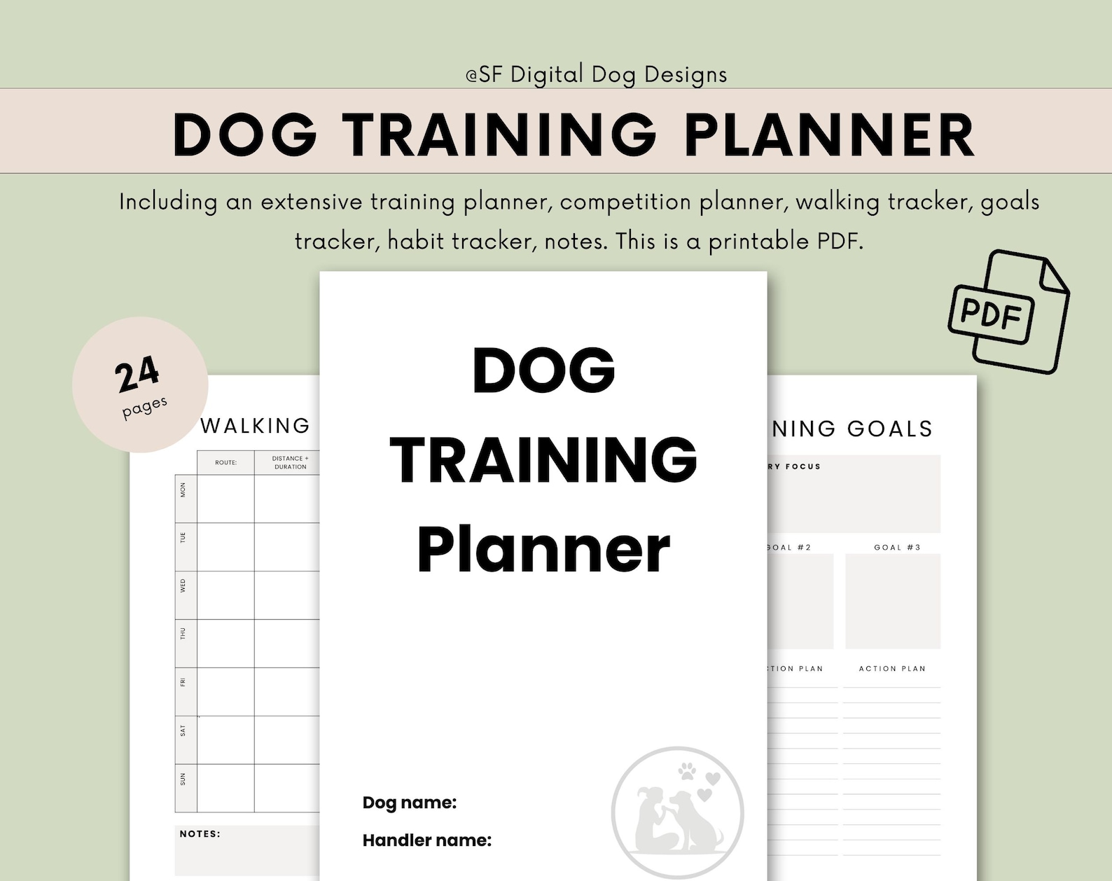 Dog Training, Agility, Planner, Printable PDF, Dog Schedule, Pet ...