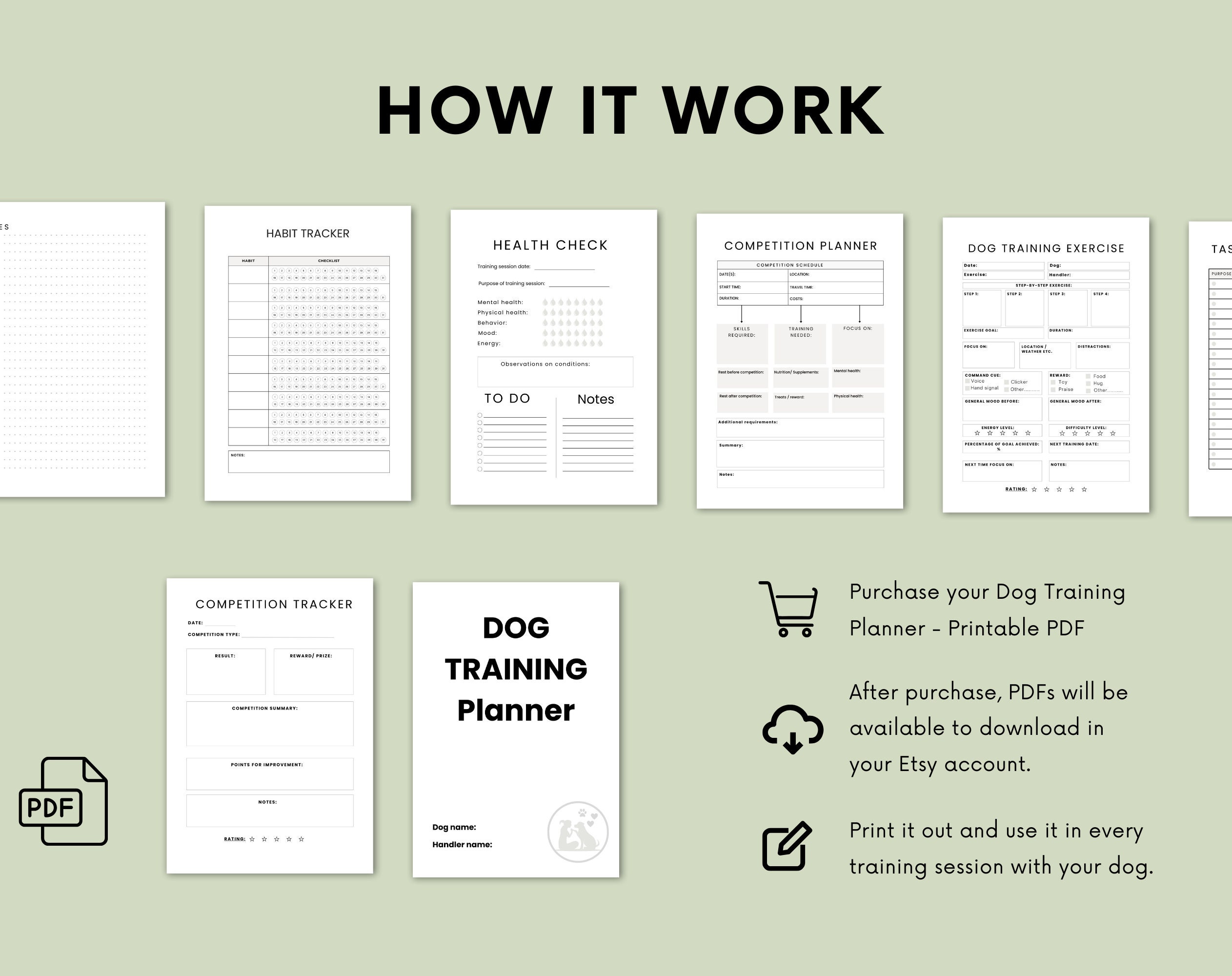 Dog Training, Agility, Planner, Printable PDF, Dog Schedule, Pet ...