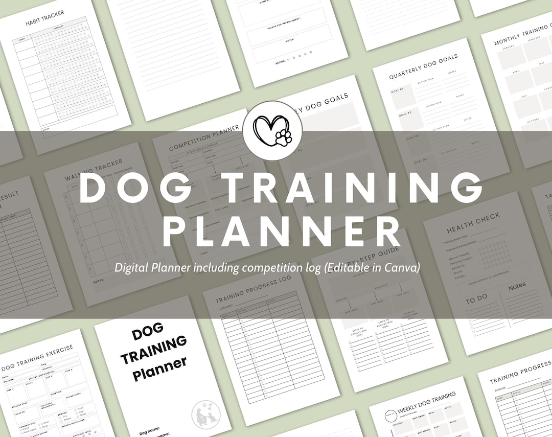Dog Training, Agility, Planner, Editable Canva, Notebook, Tracking Log ...
