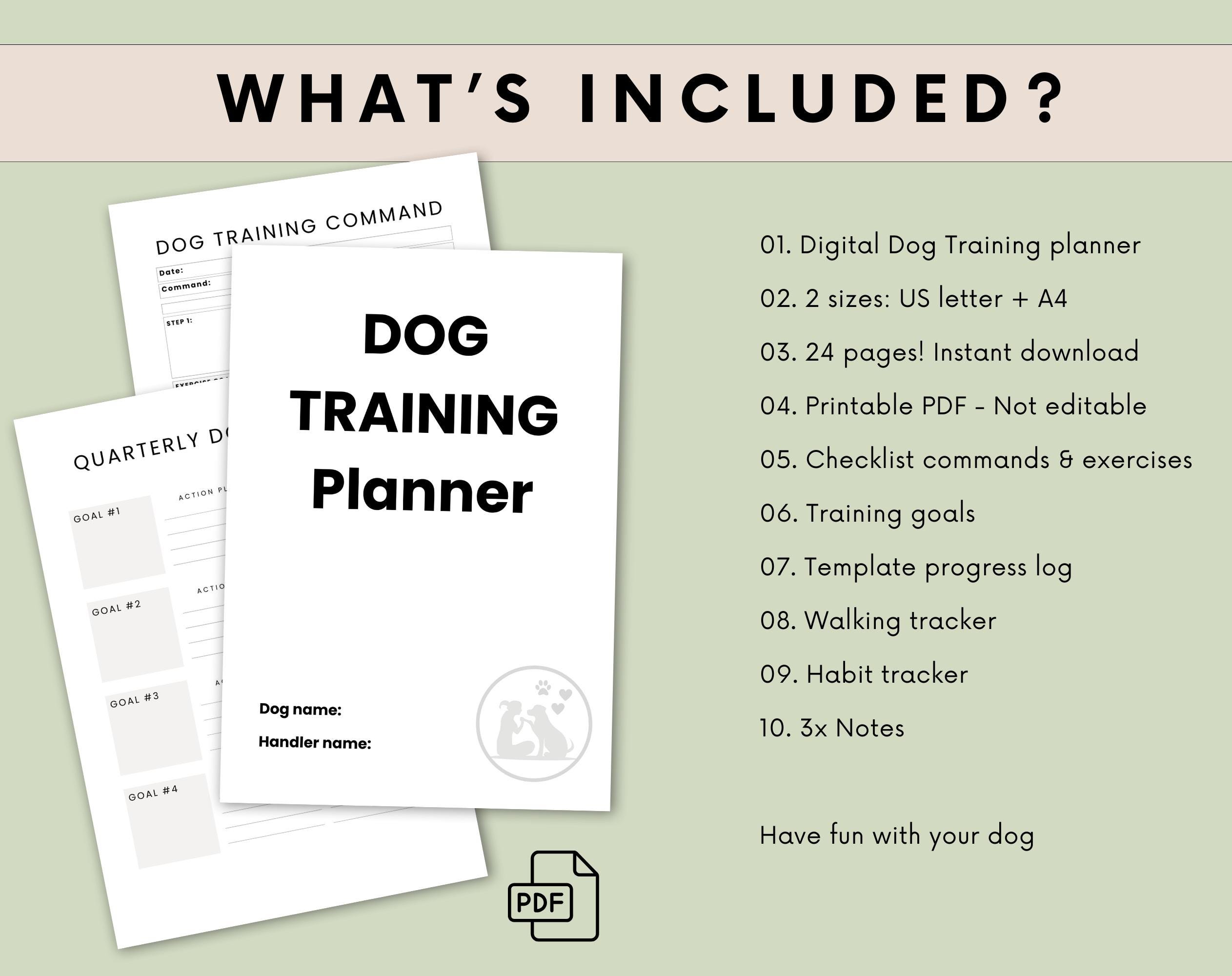 Dog Training, Agility, Planner, Printable PDF, Dog Schedule, Pet ...