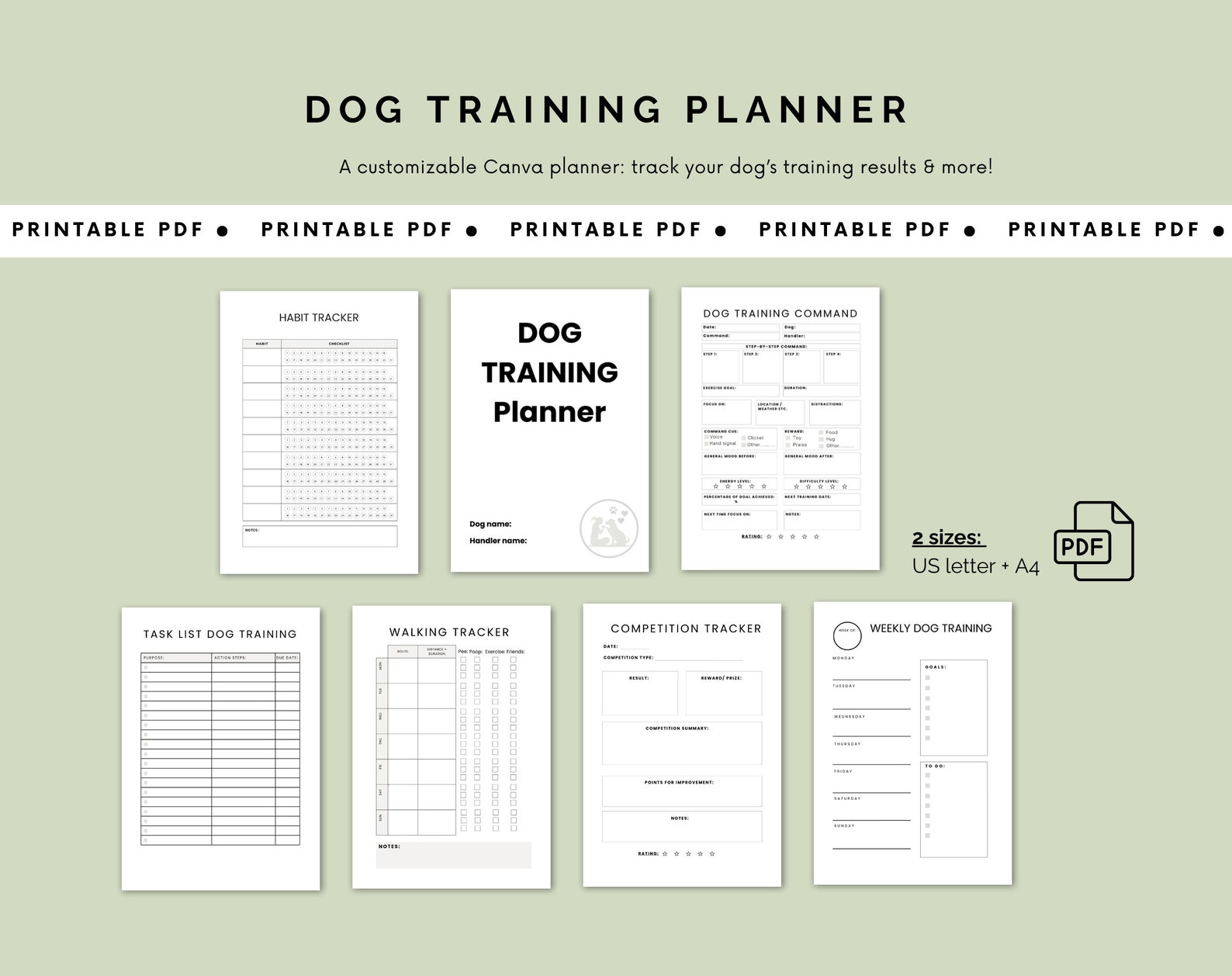 Dog Training, Agility, Planner, Printable PDF, Dog Schedule, Pet ...
