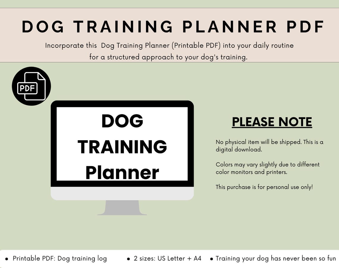 Dog Training, Agility, Planner, Printable PDF, Dog Schedule, Pet ...