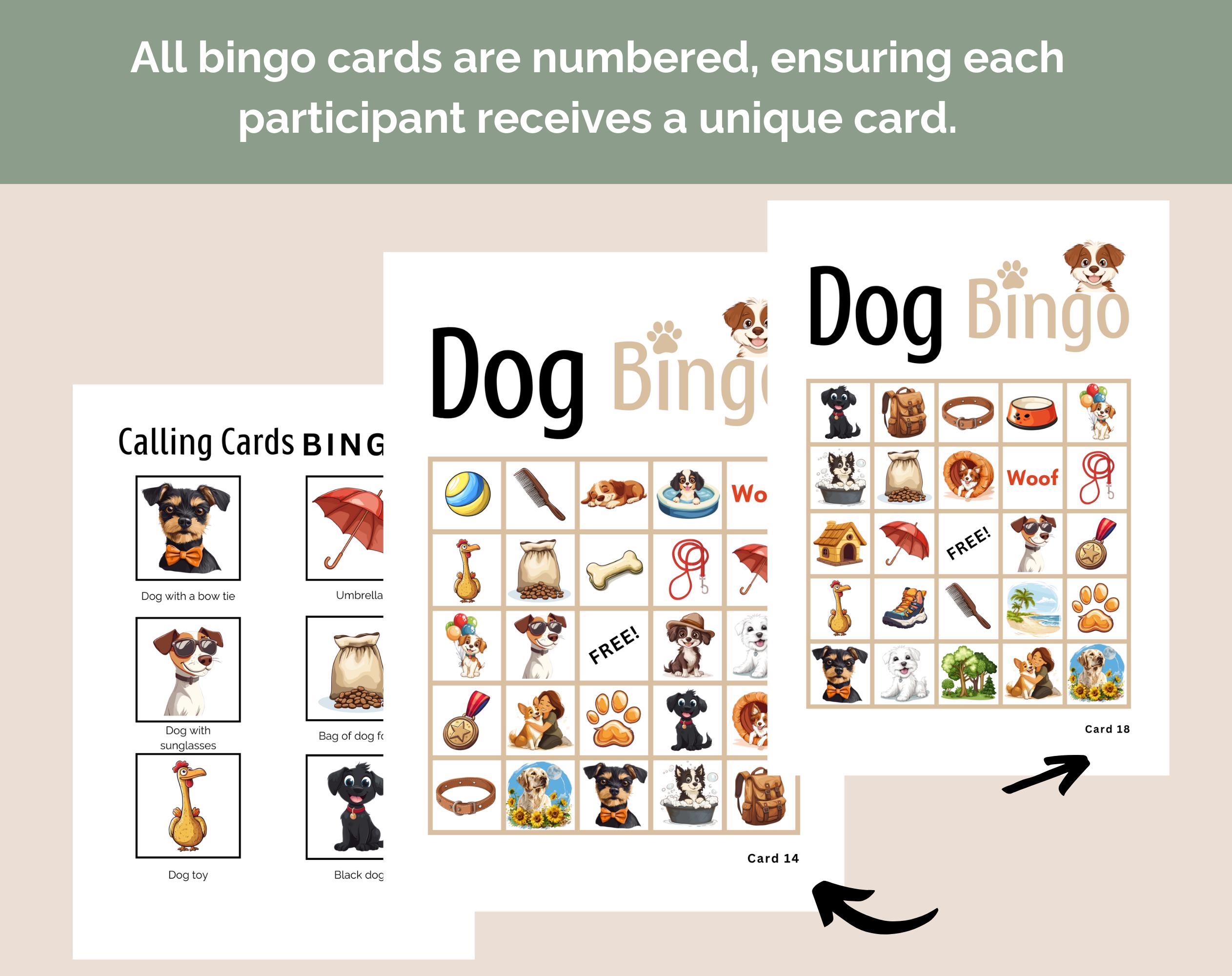 Dog Bingo, 30 Unique Bingo Cards Dog Theme, Dogs Bingo Game, Puppy ...
