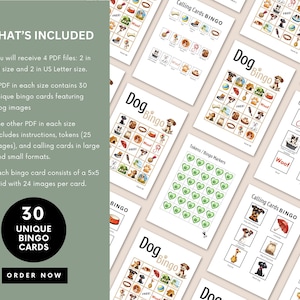 Dog Bingo, 30 Unique Bingo Cards Dog Theme, Dogs Bingo Game, Puppy ...