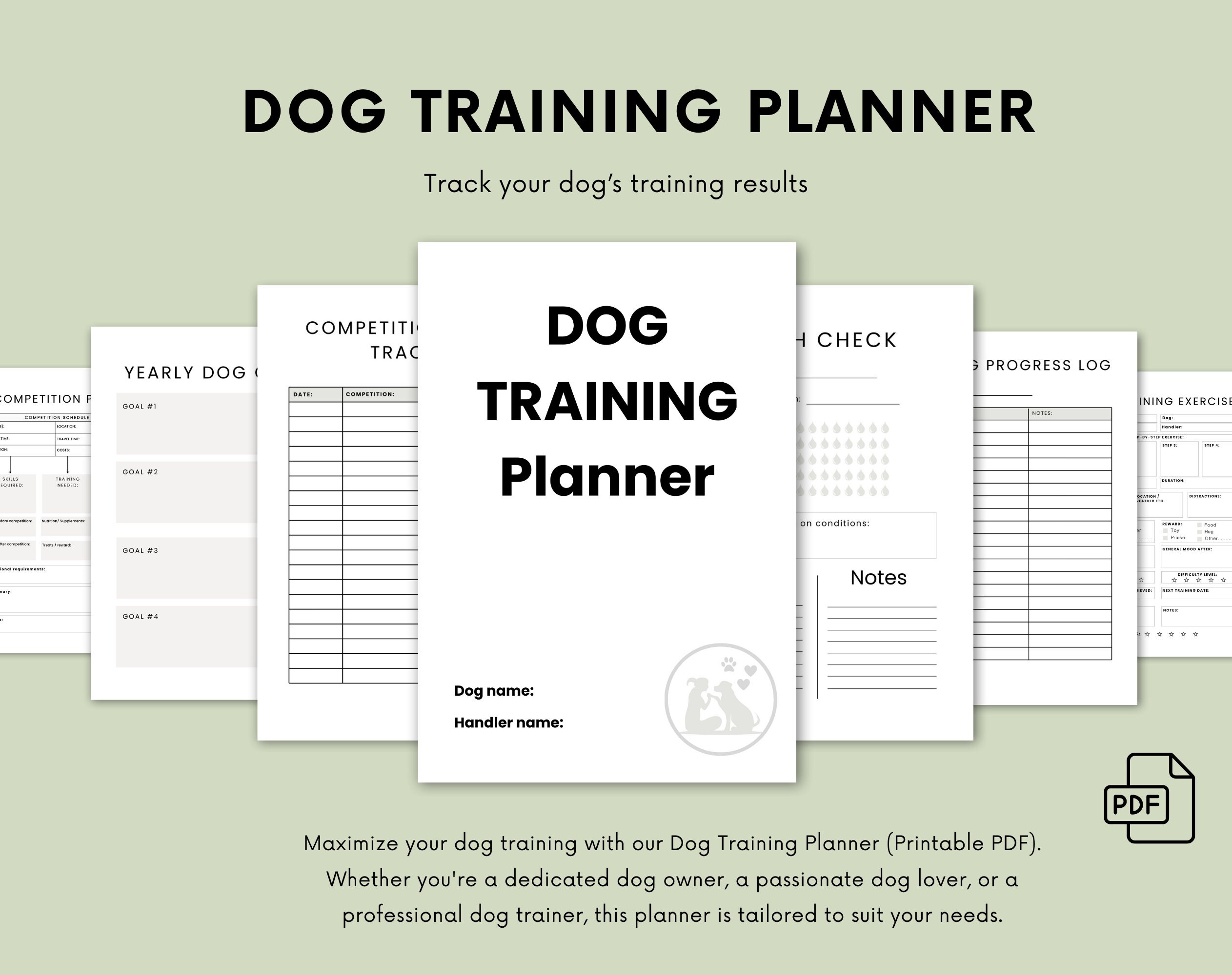 Dog Training, Agility, Planner, Printable PDF, Dog Schedule, Pet ...