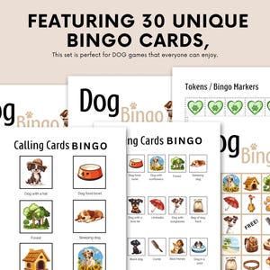 Dog Bingo, 30 Unique Bingo Cards Dog Theme, Dogs Bingo Game, Puppy ...