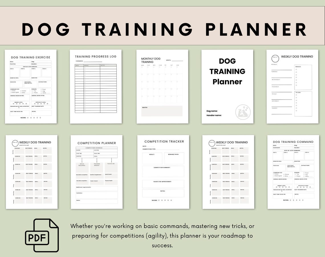 Dog Training, Agility, Planner, Printable PDF, Dog Schedule, Pet ...