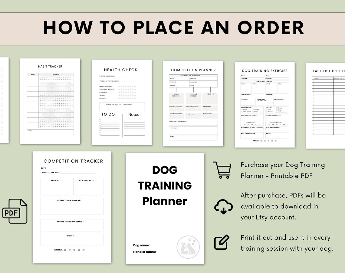 Dog Training, Agility, Planner, Printable PDF, Dog Schedule, Pet ...