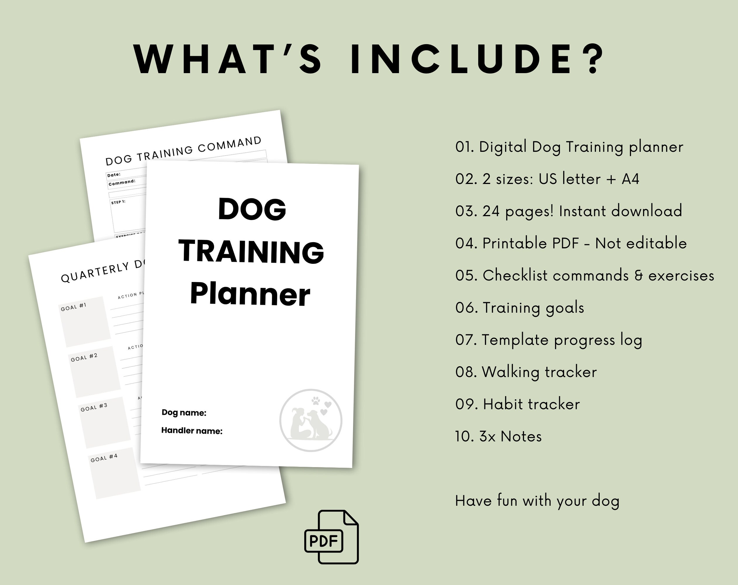 Dog Training, Agility, Planner, Printable PDF, Dog Schedule, Pet ...