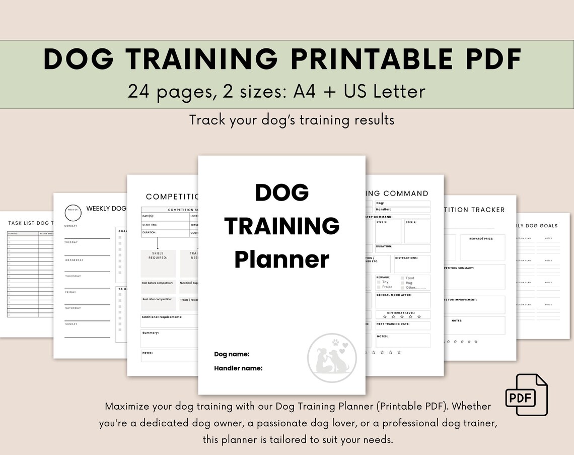 Dog Training, Agility, Planner, Printable PDF, Dog Schedule, Pet ...