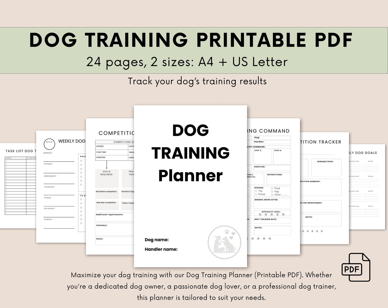 Dog Training, Agility, Planner, Printable PDF, Dog Schedule, Pet ...
