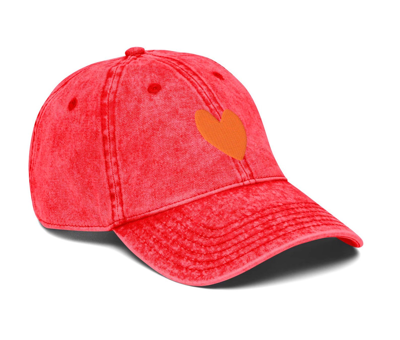 Vintage Cotton Twill Pink Heart Baseball Cap, Heart Dad Hat, Heart Love ...
